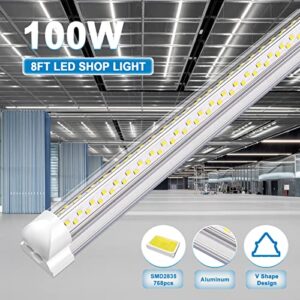 ELEKICO 8Ft Led Shop Light, Super Bright 100W 15000LM 5000K Led Shop Light 8Ft, Durable Save 70% More Energy LED Shop Lights 8 Foot with Plug for Garage Warehouses Shops 12 Pack