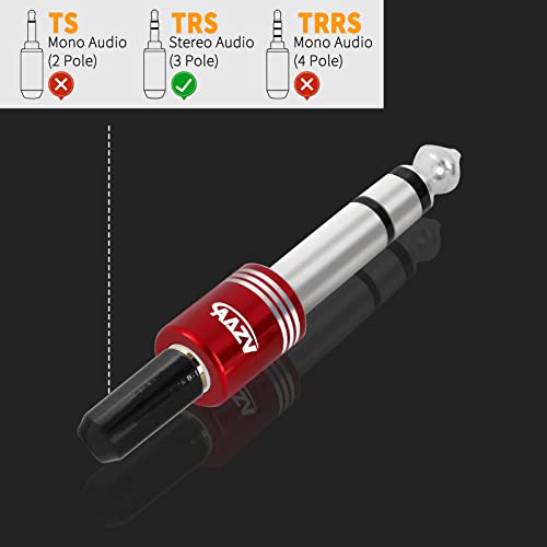 AAZV 6.35mm 1/4 Male to 3.5mm 1/8 Female Stereo Headphone Adapter Audio Jack Adapter for Aux Cable, Guitar Amplifier, Headphone, 2 Pack