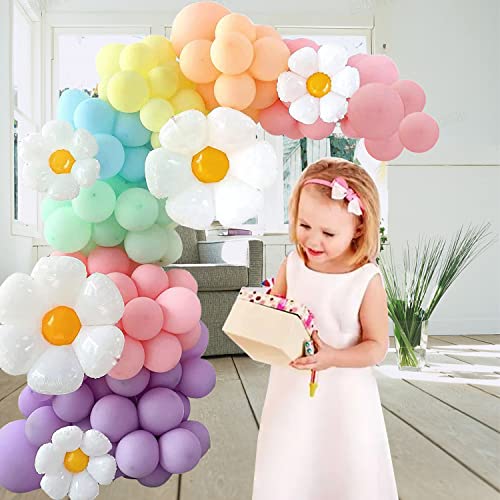 Daisy Balloon Garland Arch Kit ，White Groovy Daisy Flower Macaron Pastel Balloons Garland for Baby Shower Daisy Theme Wedding Girls Birthday Two Groovy Boho Party Decoration