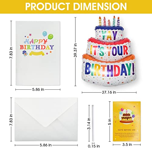 Birthday Card, Pop Up Birthday Cards with Music and Lights - Set of 3D Birthday Card and Birthday Balloon - Blow Candle and Plays "Happy Birthday" Song - 3D Pop Up Birthday Card for Kids Woman and Men - The Perfect Birthday Card with Envelope - Fun and Su