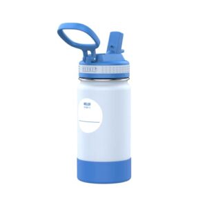 Takeya Actives Kids Insulated Stainless Steel Water Bottle with Straw Lid, 14 Ounce, New Day Blue