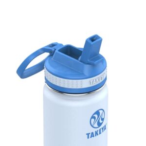 Takeya Actives Kids Insulated Stainless Steel Water Bottle with Straw Lid, 14 Ounce, New Day Blue