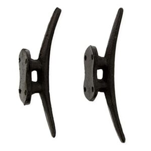 The Bridge Collection Set of 2 Nauctical Cast Iron Boat Cleat Wall Hooks for Coastal Decor or Beach House