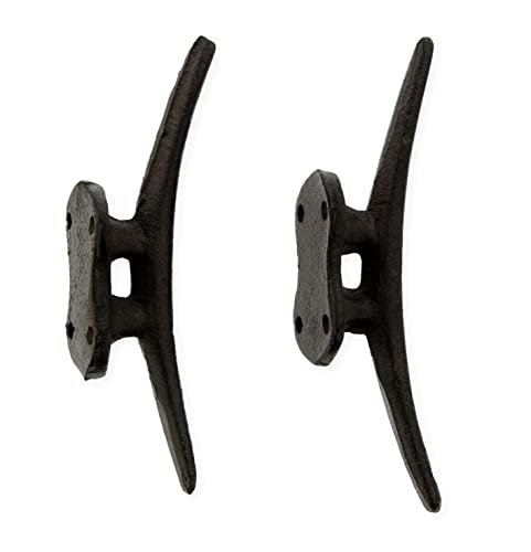 The Bridge Collection Set of 2 Nauctical Cast Iron Boat Cleat Wall Hooks for Coastal Decor or Beach House