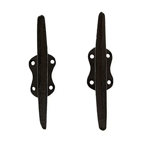 The Bridge Collection Set of 2 Nauctical Cast Iron Boat Cleat Wall Hooks for Coastal Decor or Beach House