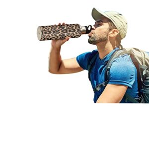 Custom Name Water Bottle Handle Straw Lid Vacuum Insulated Stainless Steel Thermos Water Bottle Cheeteh Leopard Print Leak Proof Sports Coffee Maker Cup