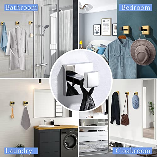 TQKAG Bathroom Towel Hook Coat Black and Gold Robe Clothes Bath Wall Hooks for Kitchen Garage,Stainless Steel Wall Mounted