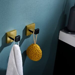 TQKAG Bathroom Towel Hook Coat Black and Gold Robe Clothes Bath Wall Hooks for Kitchen Garage,Stainless Steel Wall Mounted