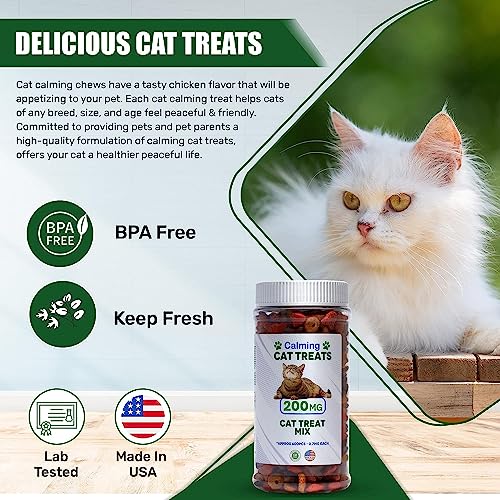 HYPOCBD Seafood Mix Cat Calming Treats for Anxiety | Tasty Chews for Cat Composure | Relaxing Aid for Stressed Cats | Hemp Oil Calming Pet Treats - 200mg 8oz