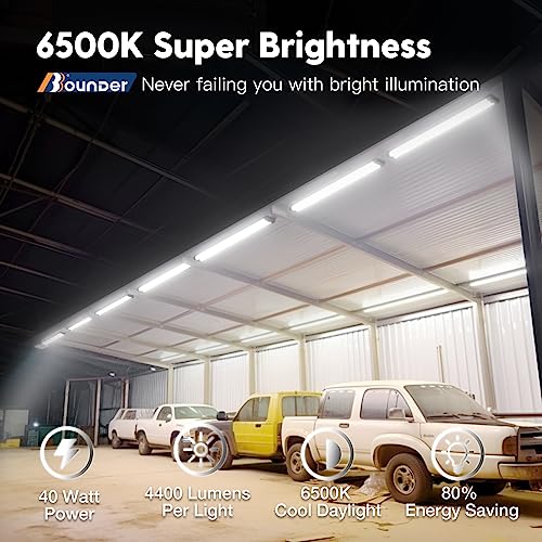 BBOUNDER 20 Pack Linkable LED Shop Light with Reflector, Super Bright 6500K Cool Daylight, 4400 LM, 4 FT, 48 Inch Integrated Fixture for Garage, 40W Equivalent 250W, Surface & Suspension Mount, Black