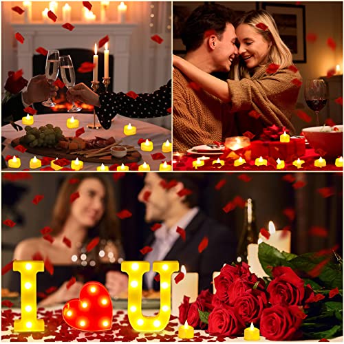 I Love You Light up Letters Sign Romantic Decorations Special Night Rose Petals Proposal Decorations LED Heart Night Lights 24 LED Love Candles Romantic Night Light for Proposal Engagement Wedding