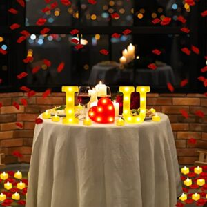 I Love You Light up Letters Sign Romantic Decorations Special Night Rose Petals Proposal Decorations LED Heart Night Lights 24 LED Love Candles Romantic Night Light for Proposal Engagement Wedding