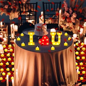 I Love You Light up Letters Sign Romantic Decorations Special Night Rose Petals Proposal Decorations LED Heart Night Lights 24 LED Love Candles Romantic Night Light for Proposal Engagement Wedding