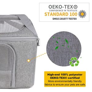 Bejibear Large Cat Carrier for 2 Cats, Oeko-TEX Certified Soft Side Pet Carrier for Cat, Small Dog, Collapsible Travel Small Carrier, TSA Airline Approved Carrier for Large Cats 20 lbs-Gray