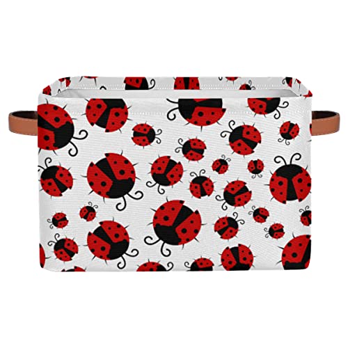 AUUXVA Ladybugs Red Polka Dot Cube Storage Bin with Handle Collapsible Laundry Storage Basket Rectangle Container Box for Home Office Closet Shelves 1 Pack