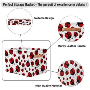 AUUXVA Ladybugs Red Polka Dot Cube Storage Bin with Handle Collapsible Laundry Storage Basket Rectangle Container Box for Home Office Closet Shelves 1 Pack