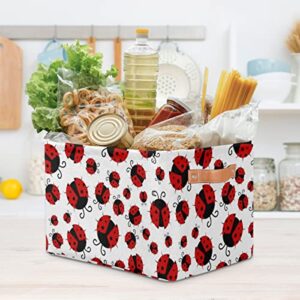 AUUXVA Ladybugs Red Polka Dot Cube Storage Bin with Handle Collapsible Laundry Storage Basket Rectangle Container Box for Home Office Closet Shelves 1 Pack