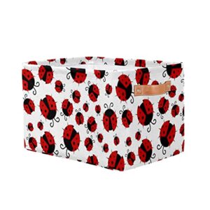 AUUXVA Ladybugs Red Polka Dot Cube Storage Bin with Handle Collapsible Laundry Storage Basket Rectangle Container Box for Home Office Closet Shelves 1 Pack