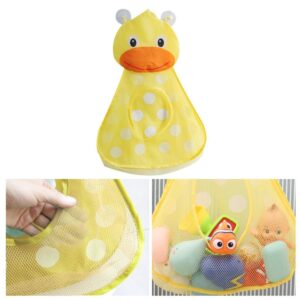 EFAILY Kids Bath Toys Organize Tub Toy Storage Mesh Shower Caddy Organizer Set with Anti-Slip Suction Cups Net Multiple-use Organization Bag for Bath Toys (Duck)