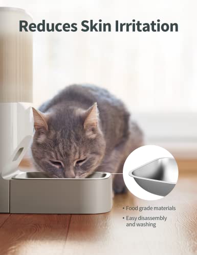 Smart Automatic Cat Feeder, Kalado Dog Feeder with 3.8L Dry Food Dispenser, Stainless Steel Food Bowl, Clog-Free & Dual Power Source in Pure Beige