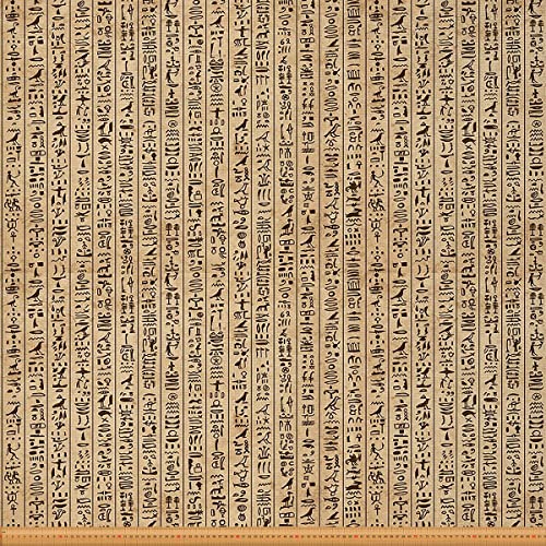 Symbols Upholstery Fabric, Tribal Ethnic Fabric by The Yard, Japanese Ancient Egypt Decorative Fabric, Totem Waterproof Outdoor Fabric, DIY Art Upholstery and Home Accents, Brown Black, 2 Yards