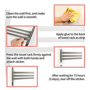 Swivel Hand Towel Rack, Rustproof Towel Bar with 3 Arms Swinging Out 180° Rotation, Space Saving Towel Rack Wall Mounted with Hook for Bathroom, Kitchen BUWILRQ (Gun Grey)