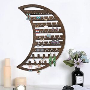 Ramadan Moon Wooden Jewelry Organizer Wall Mounted, Hanging Jewelry Organizer Earring Organizer Necklace Holder Bracelet Holder Over The Door, Jewelry Holder for Earrings, Necklaces &Rings (Brown)