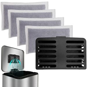 activated charcoal odor absorbing filter refill deodorizer compatible with itouchless trash cans 8 gallon and larger (4 large filters+ 1 compartment) (black)