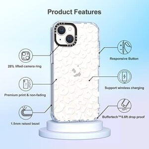 MOSNOVO Compatible with iPhone 14 Case, [Buffertech 6.6 ft Drop Impact] [Anti Peel Off Tech] Clear TPU Bumper Women Girl Phone Case Cover with White Leopard Designed for iPhone 14 6.1"