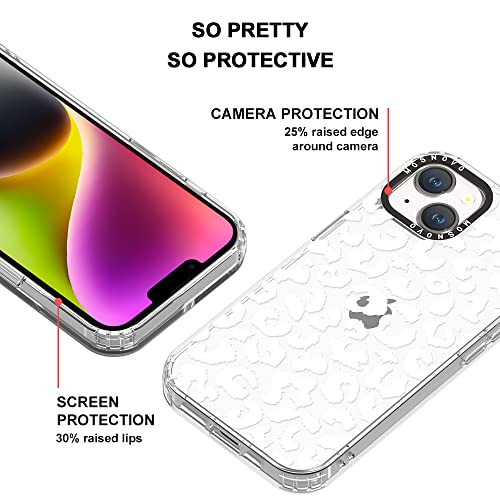 MOSNOVO Compatible with iPhone 14 Case, [Buffertech 6.6 ft Drop Impact] [Anti Peel Off Tech] Clear TPU Bumper Women Girl Phone Case Cover with White Leopard Designed for iPhone 14 6.1"