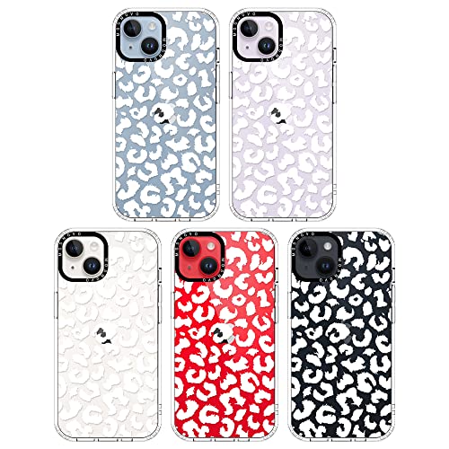 MOSNOVO Compatible with iPhone 14 Case, [Buffertech 6.6 ft Drop Impact] [Anti Peel Off Tech] Clear TPU Bumper Women Girl Phone Case Cover with White Leopard Designed for iPhone 14 6.1"