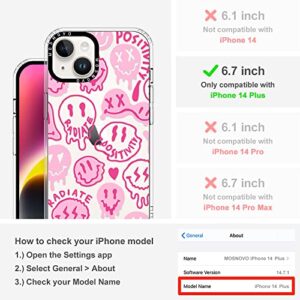 MOSNOVO Compatible with iPhone 14 Plus Case, [Buffertech 6.6 ft drop Impact] [Anti Peel Off Tech] Clear TPU Bumper Phone Case Cover Pink Smiles Positivity Radiate Face Designed for iPhone 14 Plus 6.7"