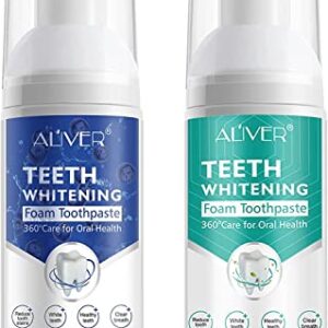 2Pcs Toothpaste Cleansing Foam, 60ml Teeth Whitening Mouse Toothpaste, Baking Soda Toothpaste, Intensive Deeply Stain Removal, Travel Friendly, Easy to Use, 360° Oral Care, Ultra-fine Mousse Foam