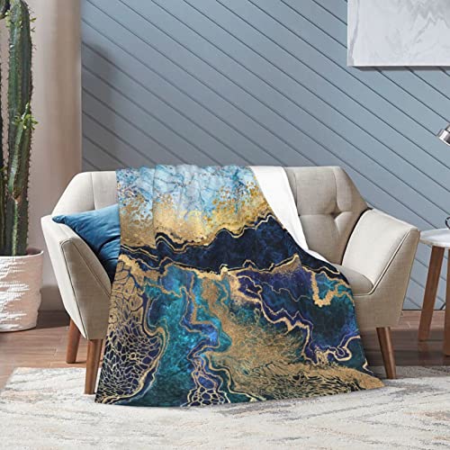 Marble Blue Throw Blanket Soft Cozy Plush Warm Fleece Blanket for Sofa Couch Bed 80"X60"