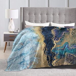 Marble Blue Throw Blanket Soft Cozy Plush Warm Fleece Blanket for Sofa Couch Bed 80"X60"