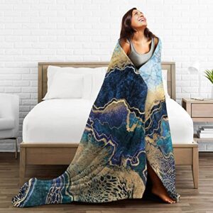 Marble Blue Throw Blanket Soft Cozy Plush Warm Fleece Blanket for Sofa Couch Bed 80"X60"