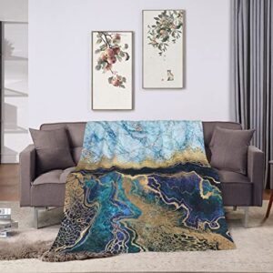 Marble Blue Throw Blanket Soft Cozy Plush Warm Fleece Blanket for Sofa Couch Bed 80"X60"