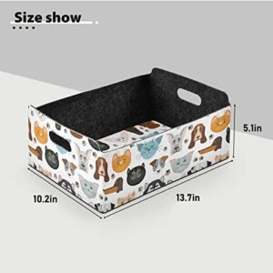 CaTaKu Foldable Storage Basket Pets Dog Cat Paws Collapsible Felt Storage Bins with Handle Drawer Organizer Bin Cube Shelf Box for Organizing Closet Clothes Office Books Bedroom