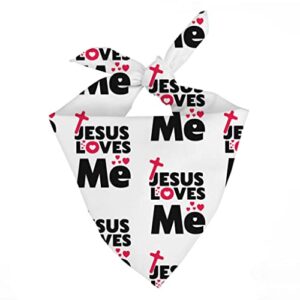 jesus loves me dog bandana - christian pet bandana - faith pet scarf (s, white)