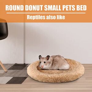 HMBGSFD 2 Pack Guinea Pig Bed, Calming Rats Bed, Round Donut Washable Small Animals Bed, Anti Anxiety Pet Fuzzy Bed for Guinea Pig, Hamster, Ferret, Squirrel, Chinchilla, Turtle and Bearded Dragon