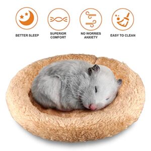 HMBGSFD 2 Pack Guinea Pig Bed, Calming Rats Bed, Round Donut Washable Small Animals Bed, Anti Anxiety Pet Fuzzy Bed for Guinea Pig, Hamster, Ferret, Squirrel, Chinchilla, Turtle and Bearded Dragon