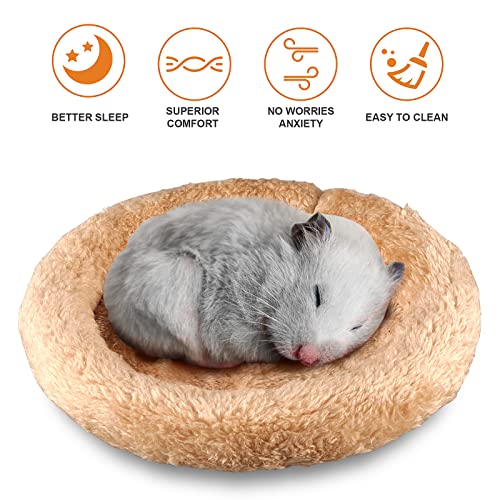 HMBGSFD 2 Pack Guinea Pig Bed, Calming Rats Bed, Round Donut Washable Small Animals Bed, Anti Anxiety Pet Fuzzy Bed for Guinea Pig, Hamster, Ferret, Squirrel, Chinchilla, Turtle and Bearded Dragon