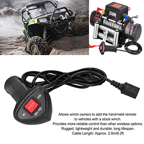 Winch Controller, Electric Plug-in Truck Winch Remote Control Controller with Ergonomic Grip and 9.2ft Connector Cable for Car Off Road Vehicle