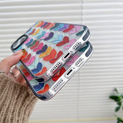 Lxsceto Multi Color Daub Loving Heart Bumper Phone Case for iPhone 14 Plus Women Cellphone Protective Cover Fashion Cases for iPhone 14Plus 6.7"