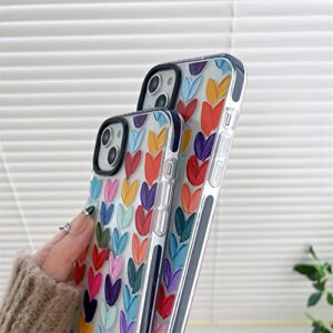 Lxsceto Multi Color Daub Loving Heart Bumper Phone Case for iPhone 14 Plus Women Cellphone Protective Cover Fashion Cases for iPhone 14Plus 6.7"