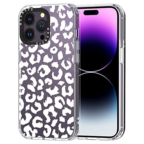 MOSNOVO Compatible with iPhone 14 Pro Max Case, [Buffertech™ 6.6 ft Drop Impact] [Anti Peel Off Tech] Clear TPU Bumper Women Girl Phone Case Cover White Leopard Designed for iPhone 14 Pro Max 6.7"