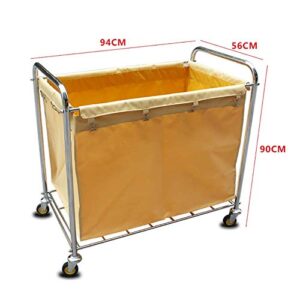 Mobile Linen Car for Hotel, Lobby Collection Trolley Cart, Heavy-Duty Beige Room Hygiene Cleaning Car, 94×56×90Cm, PIBM