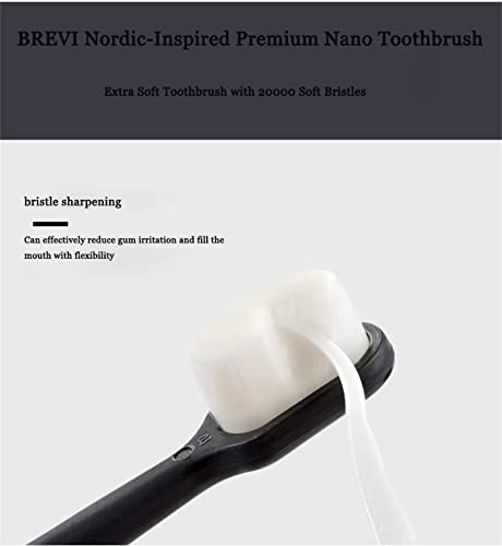 AUGESTPO 2/4Pcs BREVI Nordic-Inspired Premium Nano Toothbrush,Adult Extra Soft Toothbrush with 20000 Soft Bristles,for Protect Sensitive Gums and Teeth (4pcs-Wave Head), 10.0 Count