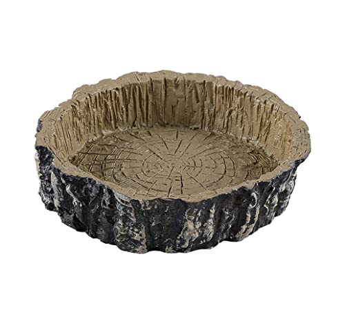 Tree Trunk Food/Water Dish for Amphibians, Reptiles and Other Little Critters, Made from Premium Non-Toxic Resin - Small Size