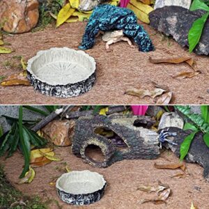 Tree Trunk Food/Water Dish for Amphibians, Reptiles and Other Little Critters, Made from Premium Non-Toxic Resin - Small Size